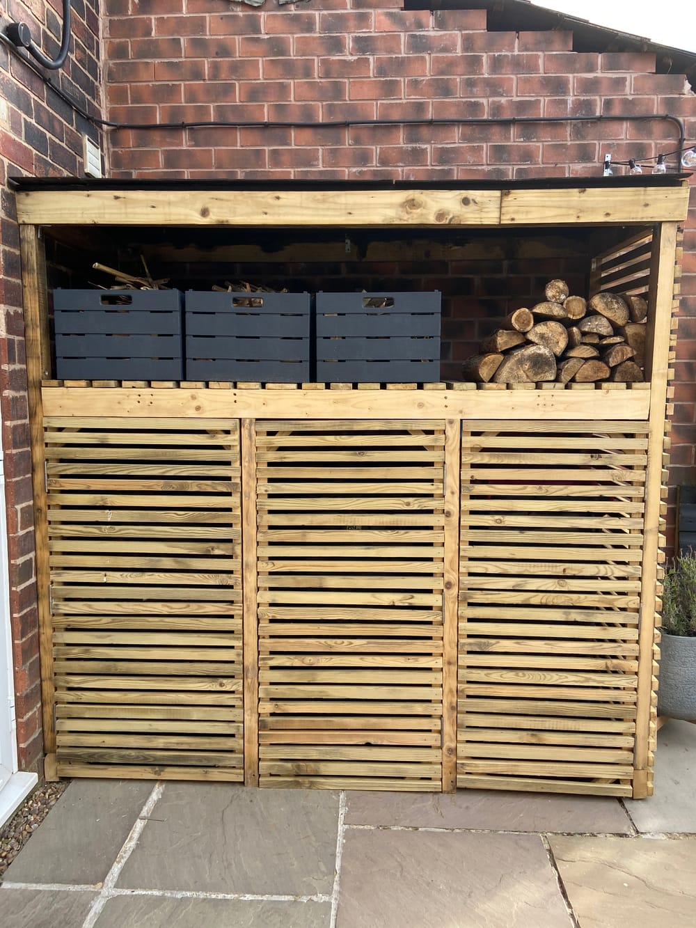 DIY Slatted Log & Bin Store