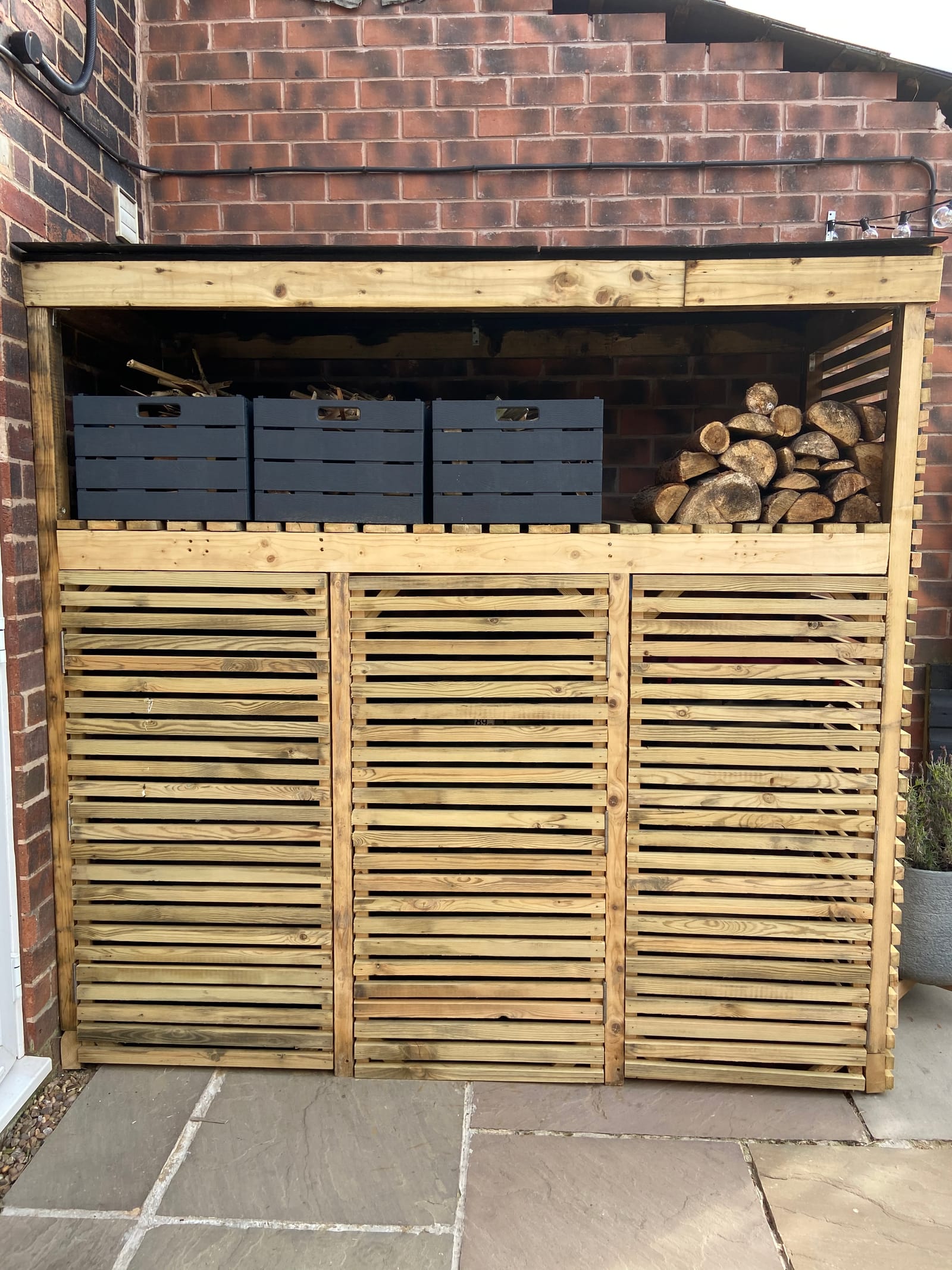 DIY Slatted Log & Bin Store